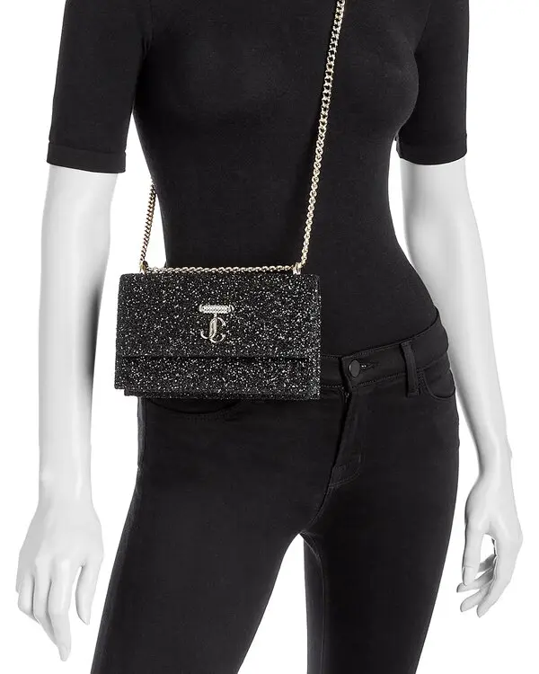 JIMMY CHOO BOHEMIA ショルダーバッグ Jimmy Choo Bohemia Glitter Shoulder Bag In Black/Light Gold - 40